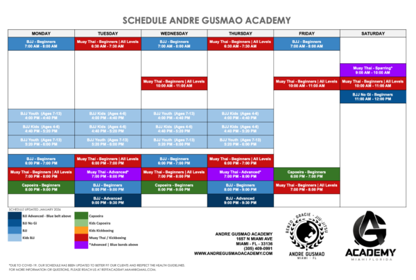 Schedule – Andre Gusmao Academy
